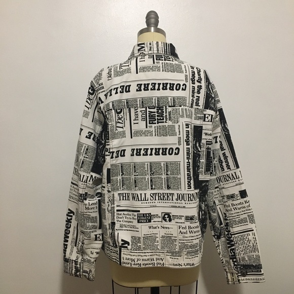 Vintage | Jackets & Coats | Vintage 9s Newspaper Jacket Unique Retro ...